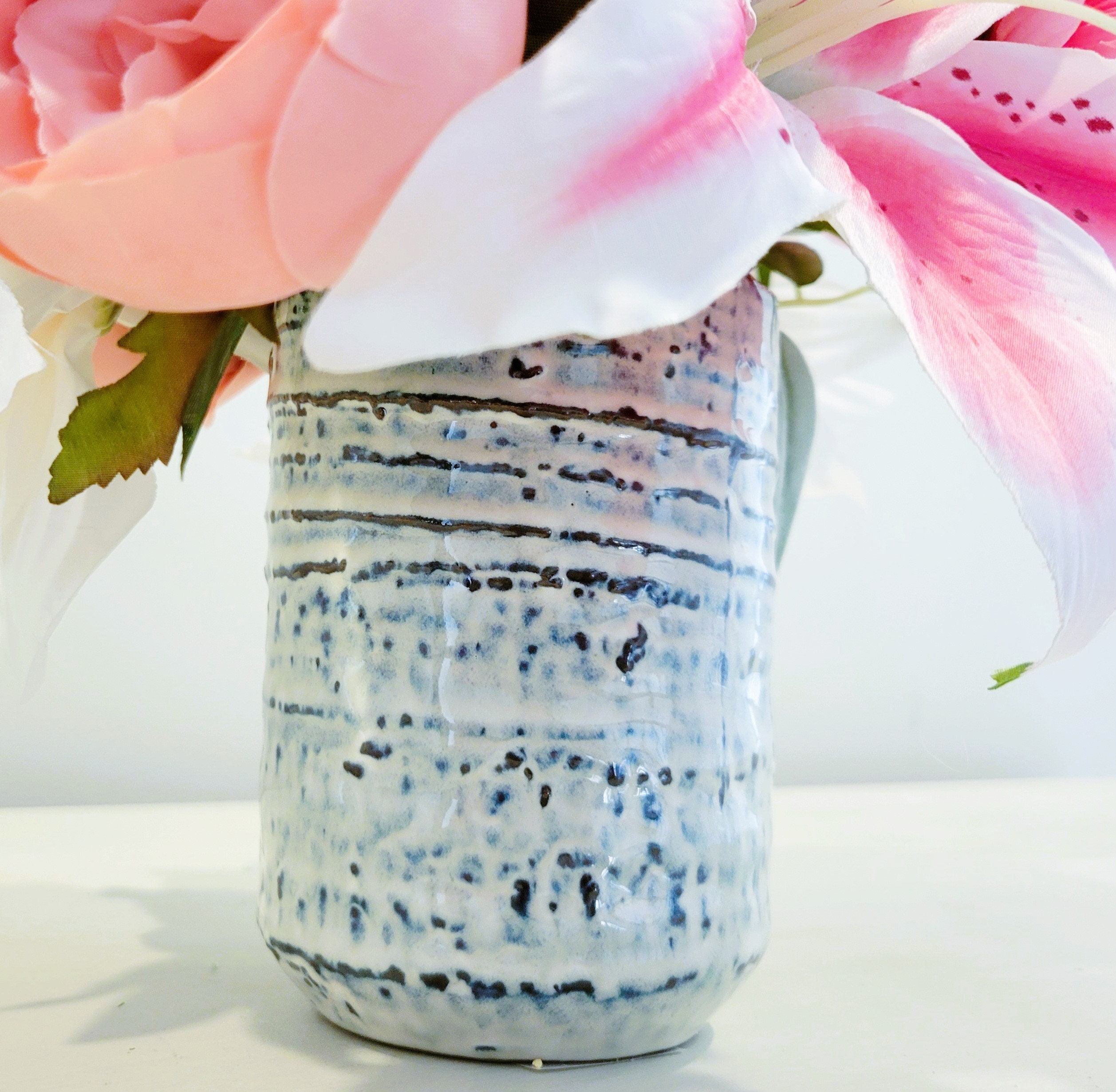 Valentine Flower Bouquet, Spring Flowers, Pink Floral Arrangement, Faux ...