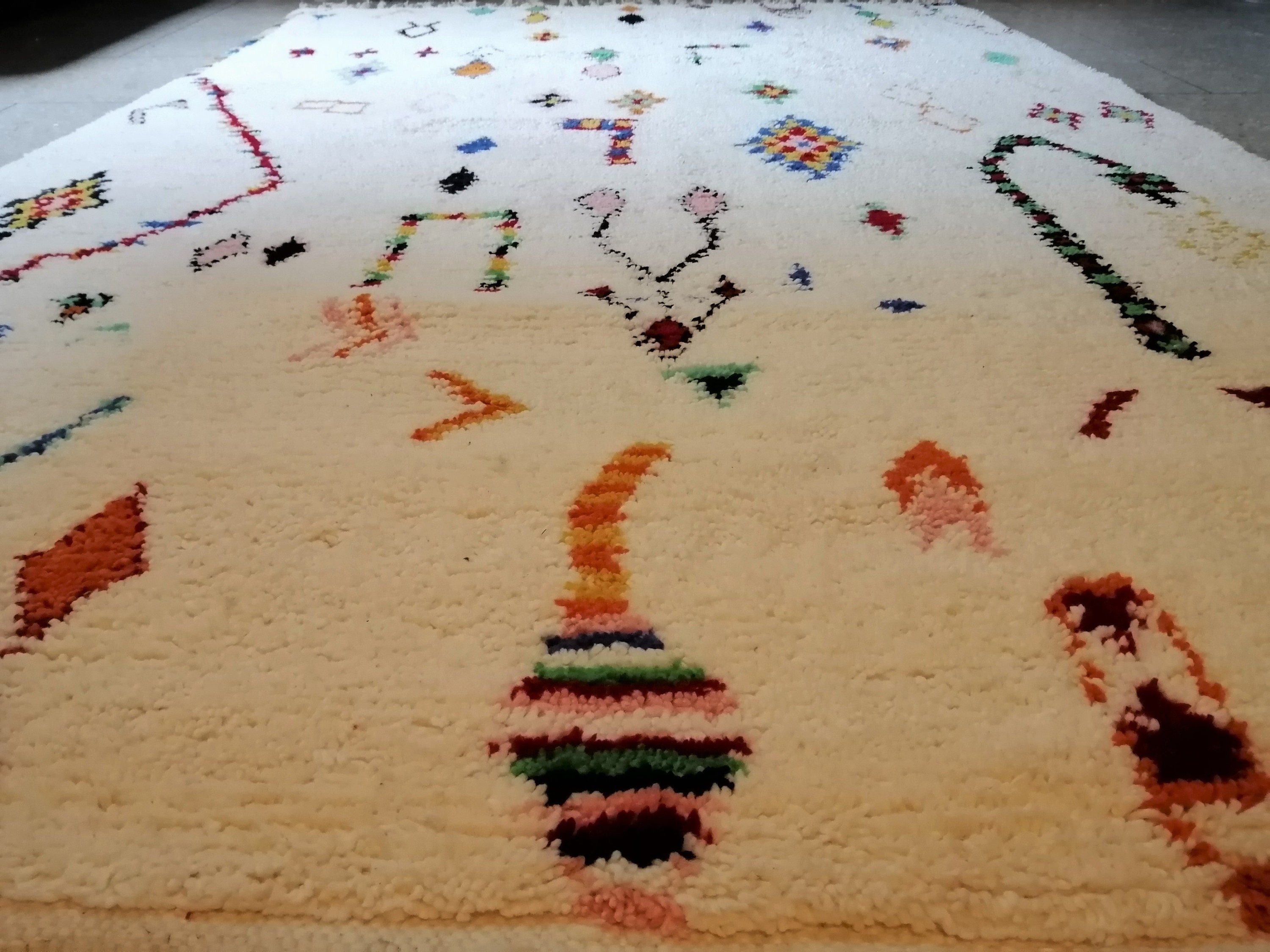 Large Moroccan Rug Beni Ourain Colorful Rug Checkered Rug | Etsy UK