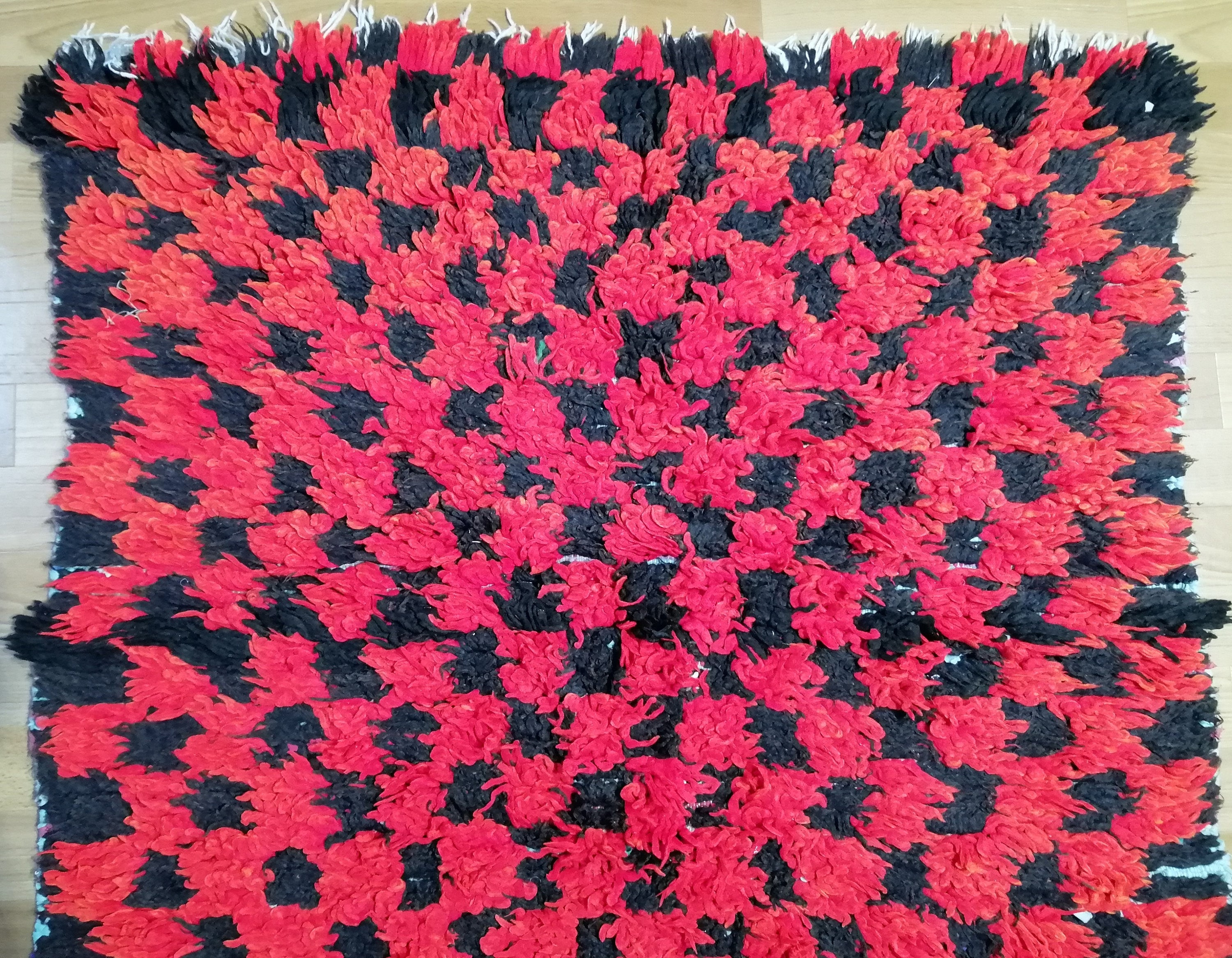 Vintage Chackered Rug 3 FT X 6 FT Red Checkered Moroccan - Etsy