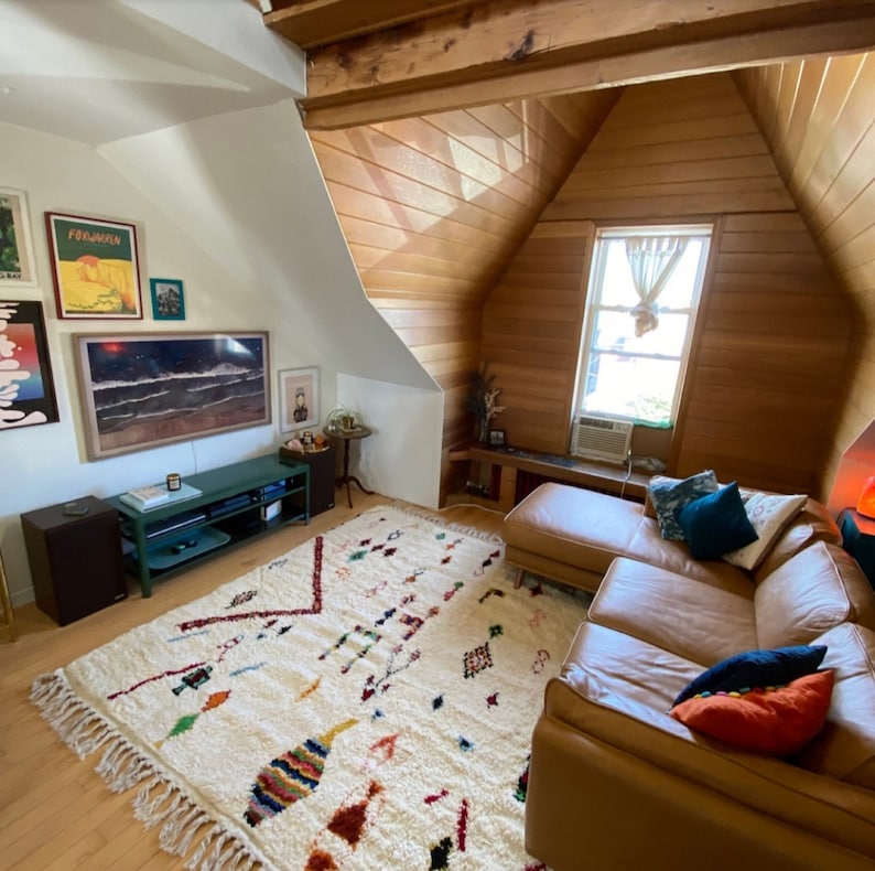 Large Moroccan Rug Beni Ourain Colorful Rug Checkered Rug - Etsy