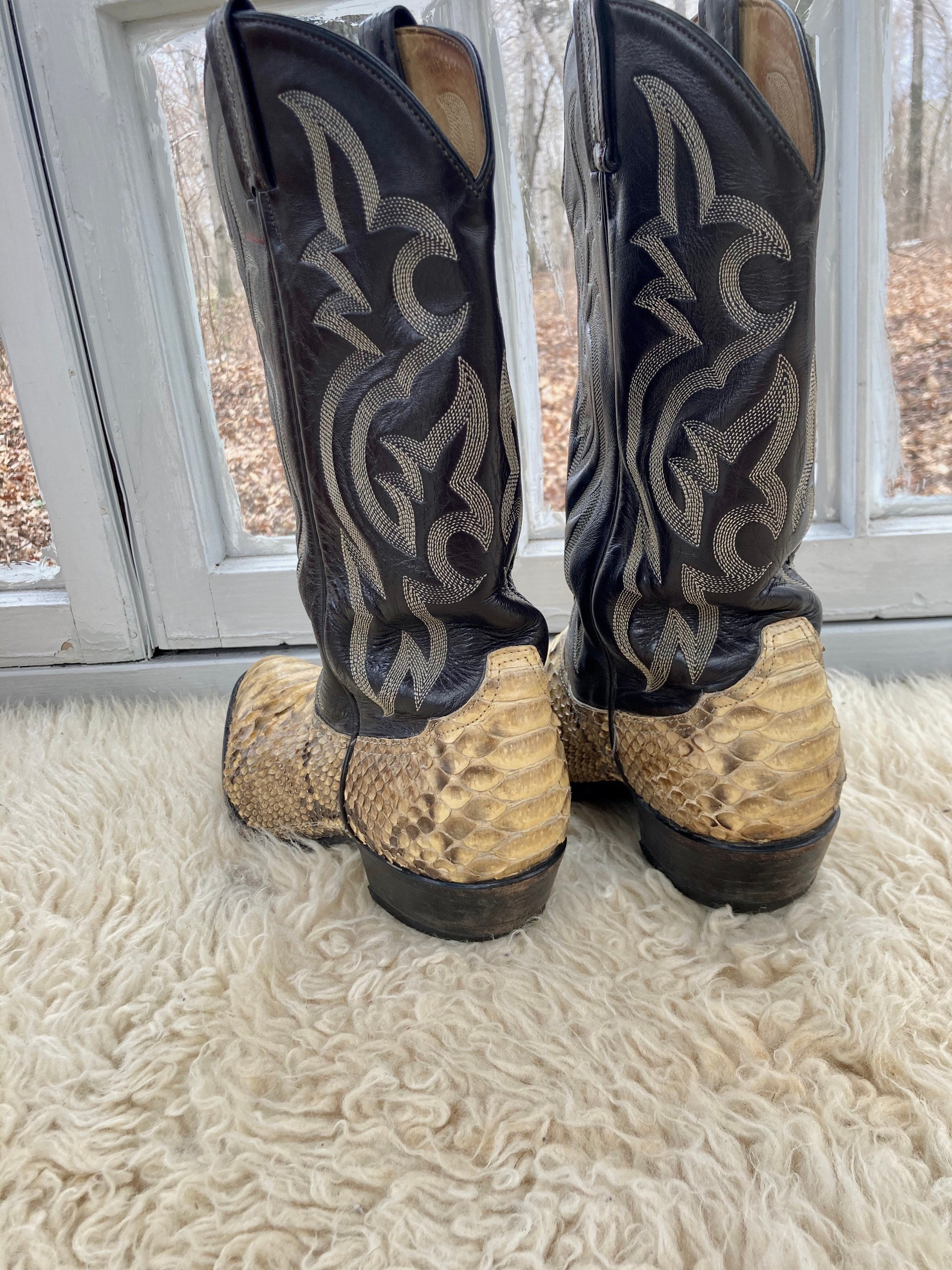 Vintage Tony Lama Authentic Python skin Cowboy Boots made in | Etsy