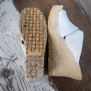 Vintage White Leather Wooden Clogs Size 7 - Etsy