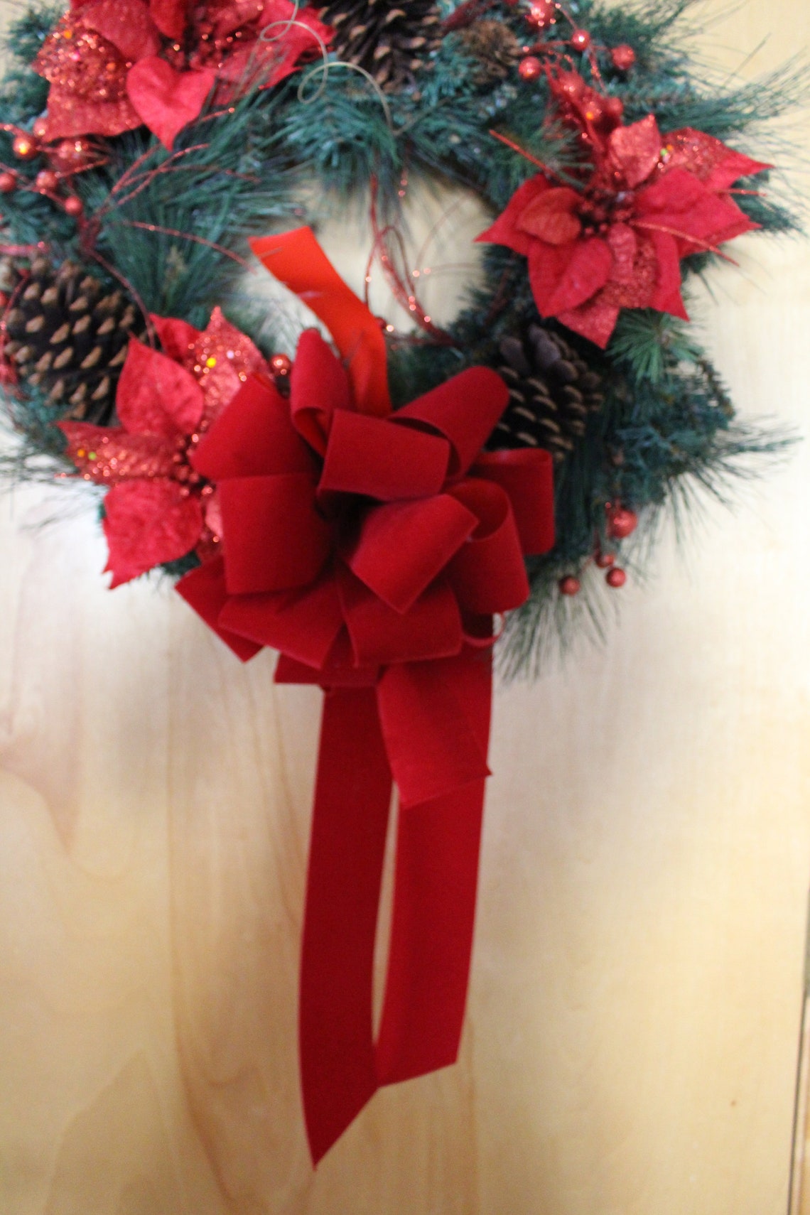 Holiday Red Velvet Bow Outdoor Wreath Bow 10 Holiday | Etsy