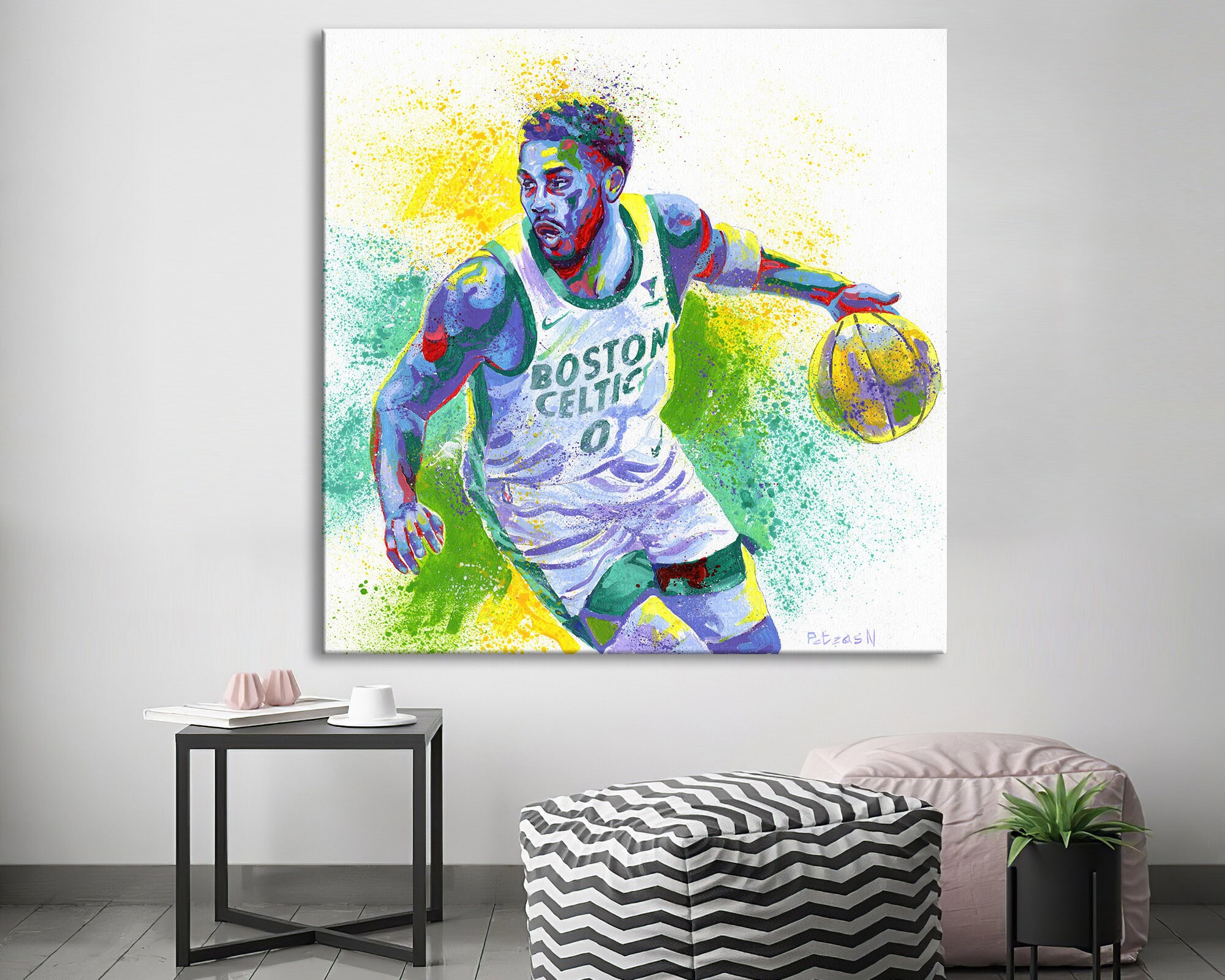 Jayson Tatum acrylic painting print poster canvas Boston | Etsy