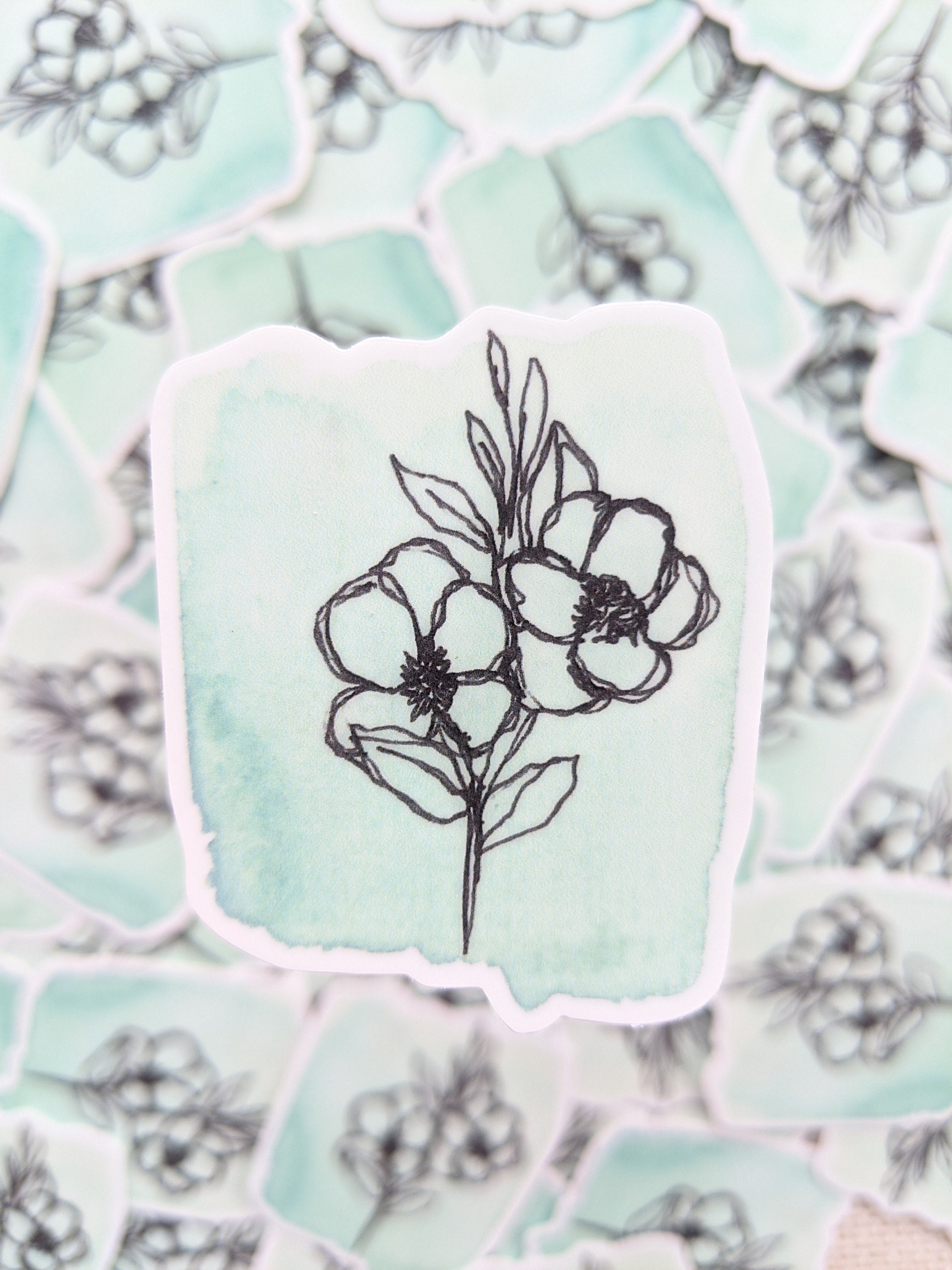 Watercolor Flower Doodle Sticker | Etsy