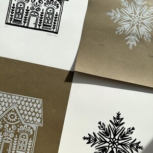 Snowflake - Original Linocut Print 8"x10" - Etsy