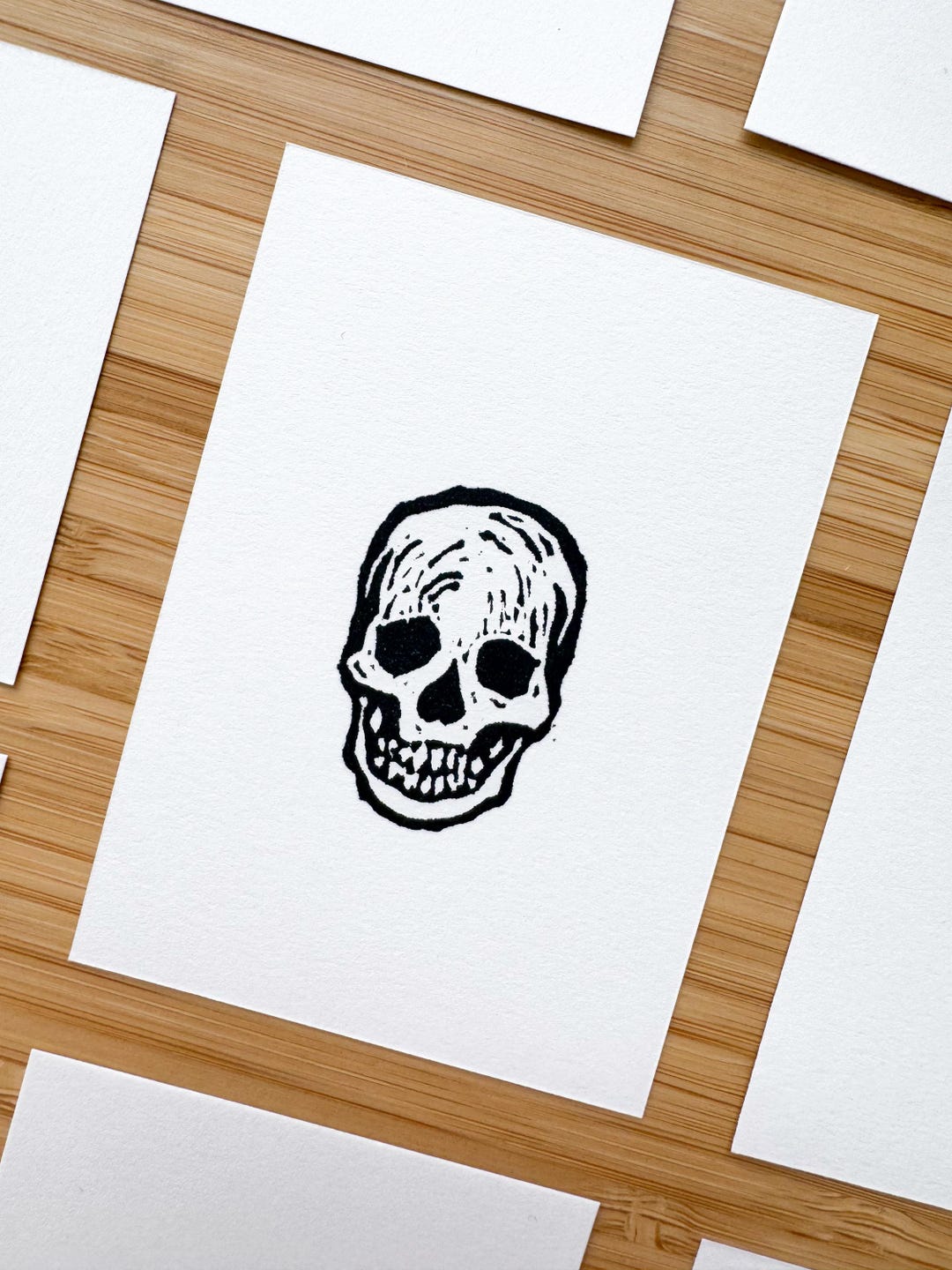 Skull Mini Linocut Print - 2.5"x3.5" Print - Etsy