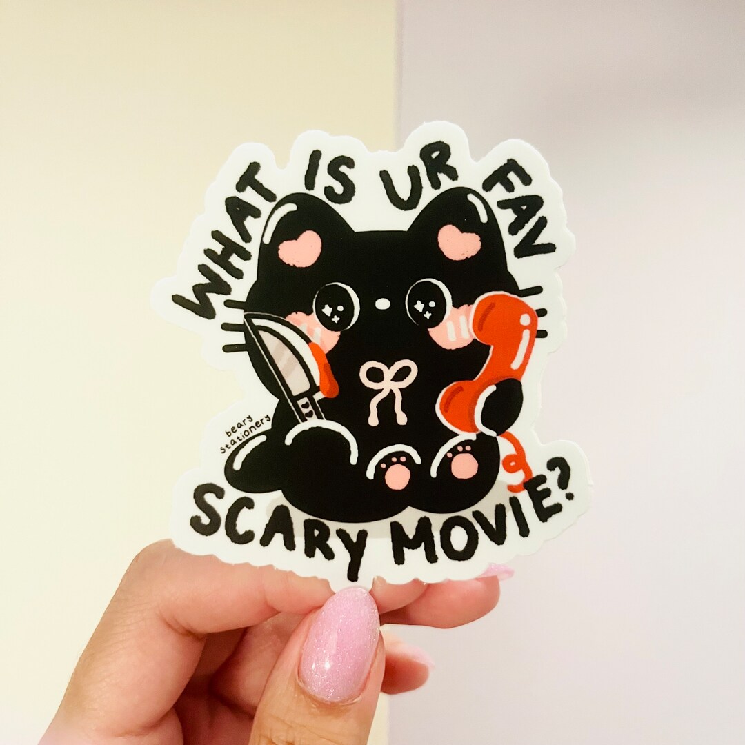 Scary Movie Cat | Vinyl Sticker for Water Bottle, Laptops, Notebooks ...