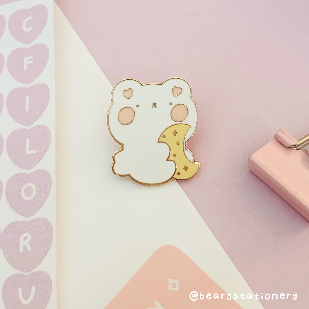 Cute Moon Bear Hard Enamel Pin Kawaii Enamel Pin Cute Enamel Pin ...