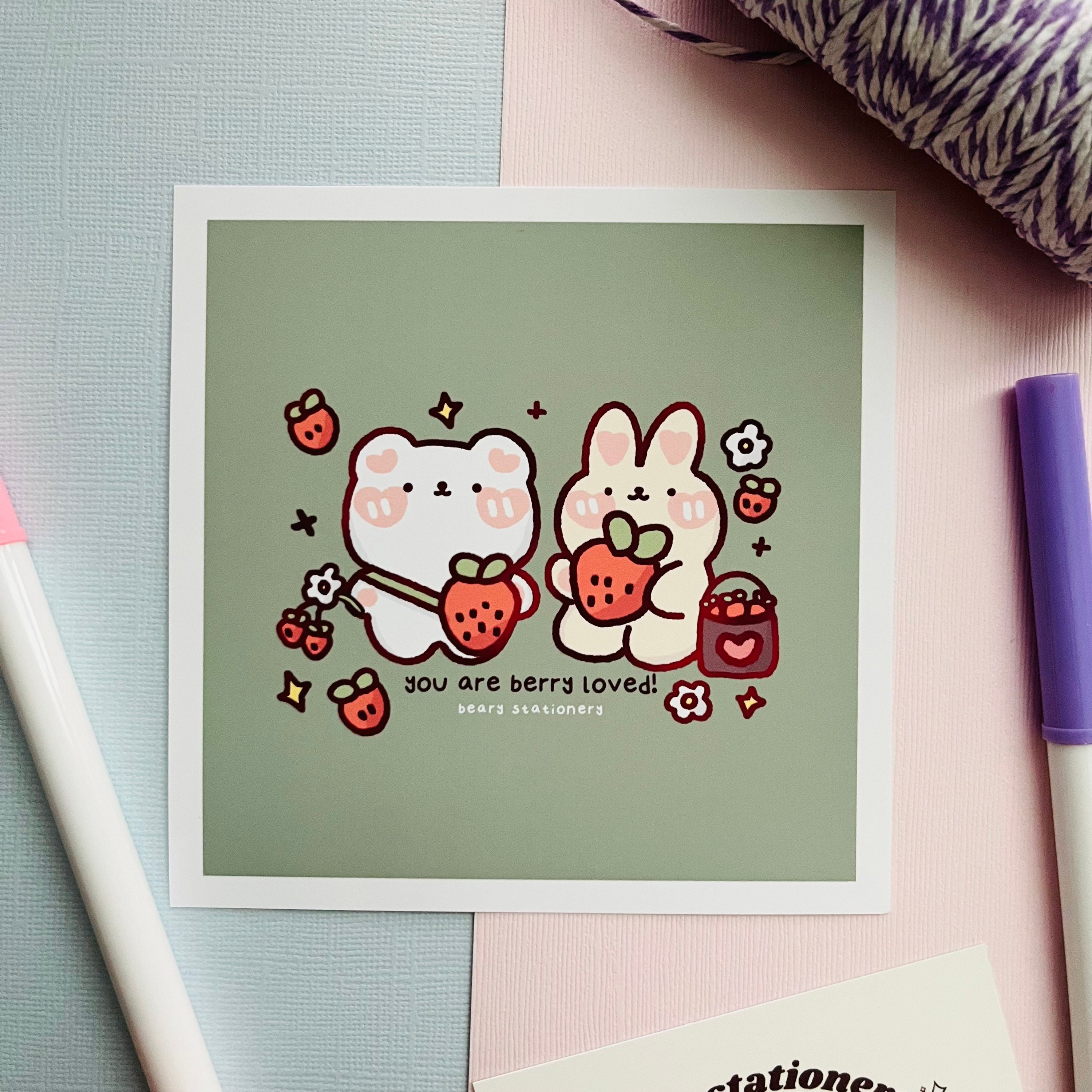 Cute Bear and Bunny Art Print Cute Animal Art Prints Cute - Etsy