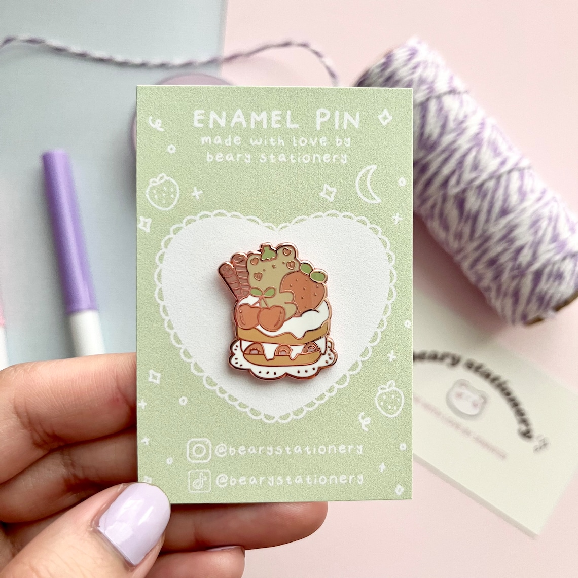 Cute Cake Bear Hard Enamel Pin Kawaii Enamel Pin Cute - Etsy
