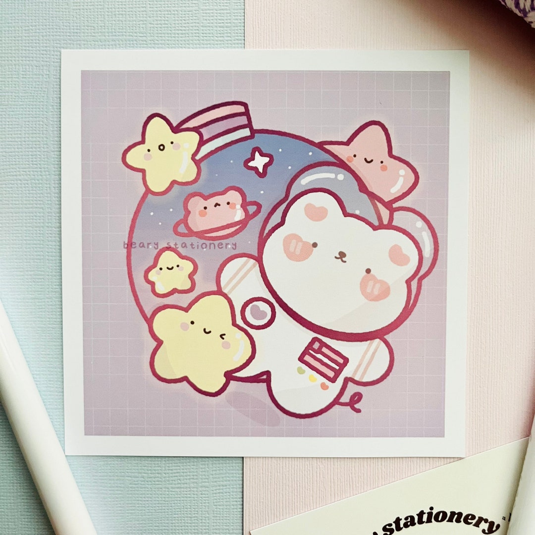 Cute Astro Bear Art Print | Cute Space Art Prints | Cute Star Art ...
