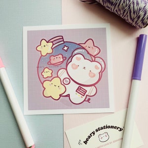 Cute Astro Bear Art Print | Cute Space Art Prints | Cute Star Art ...