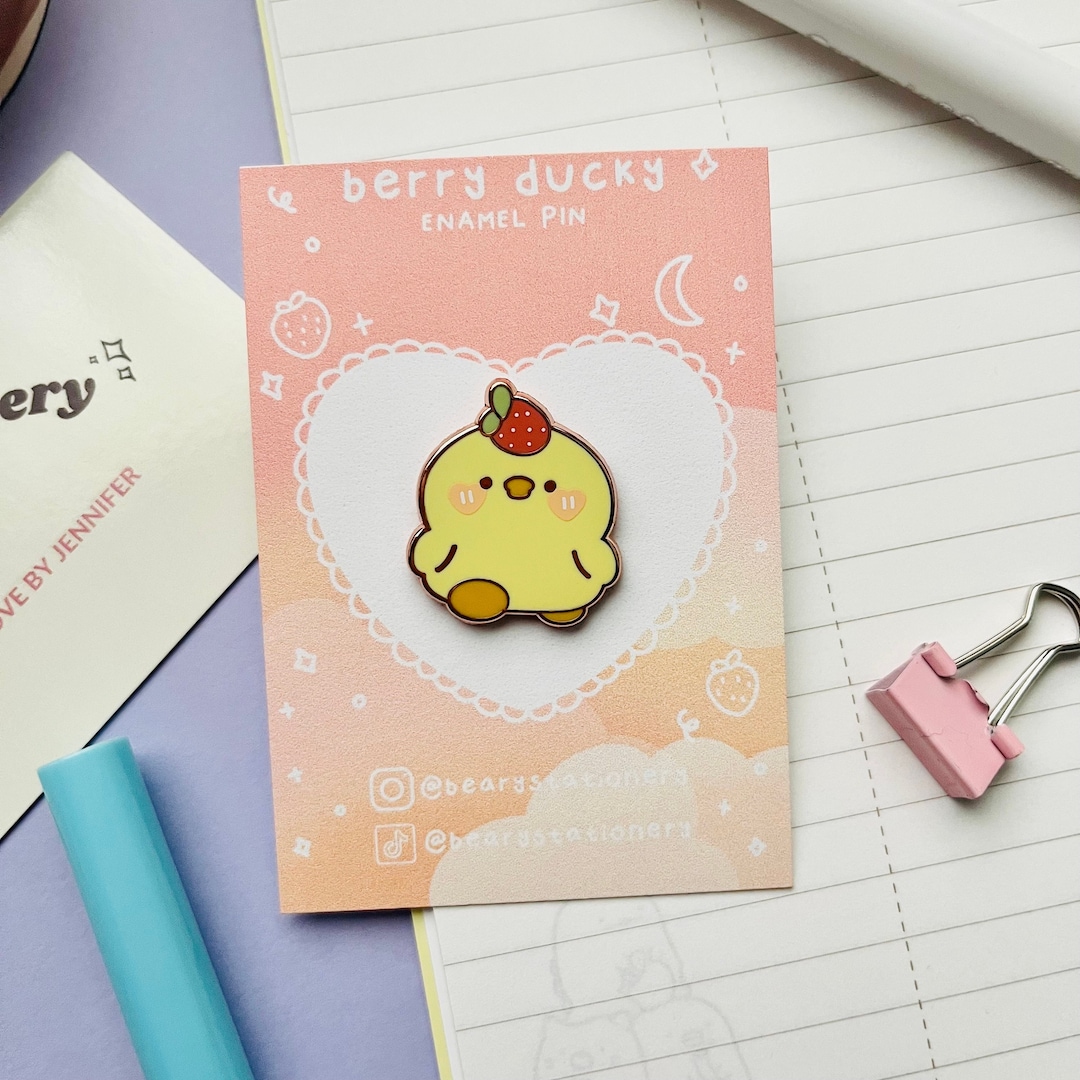 Strawberry Duck Enamel Pin | Kawaii Enamel Pin | Cute Enamel Pin ...