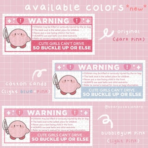 Cute Knife Pastel Warning Sticker | Pink Kawaii Decal, Airbag Label ...