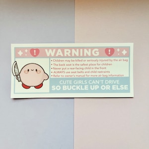 Cute Knife Pastel Warning Sticker | Pink Kawaii Decal, Airbag Label ...