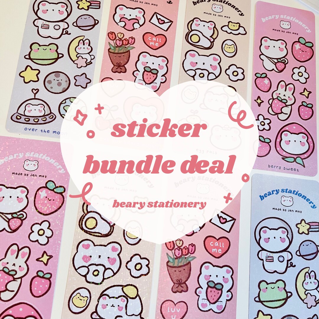 CUTE STICKER BUNDLE | Vinyl Sticker Sheet, Laptop Stickers, Cute Kawaii ...