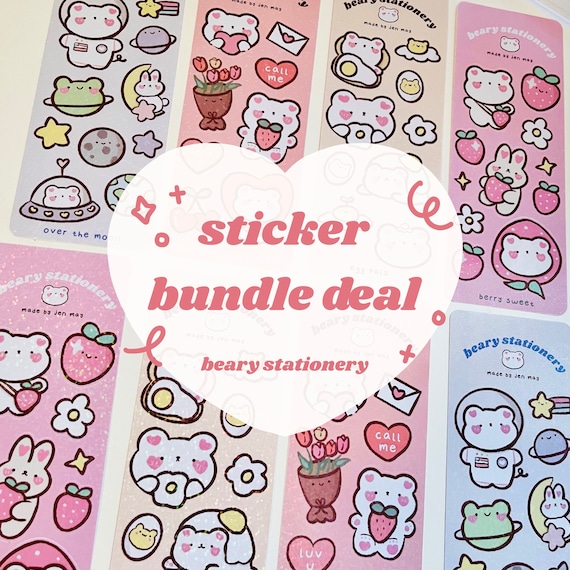 CUTE STICKER BUNDLE Vinyl Sticker Sheet Laptop Stickers | Etsy