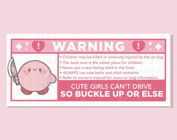 Cute Knife Pastel Warning Sticker | Pink Kawaii Decal, Airbag Label ...