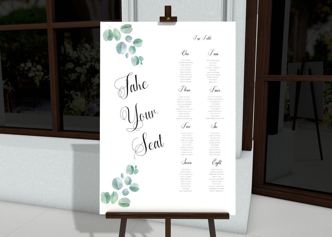 Personalised Take Your Seat Table Plan Minimalist Botanical - Etsy