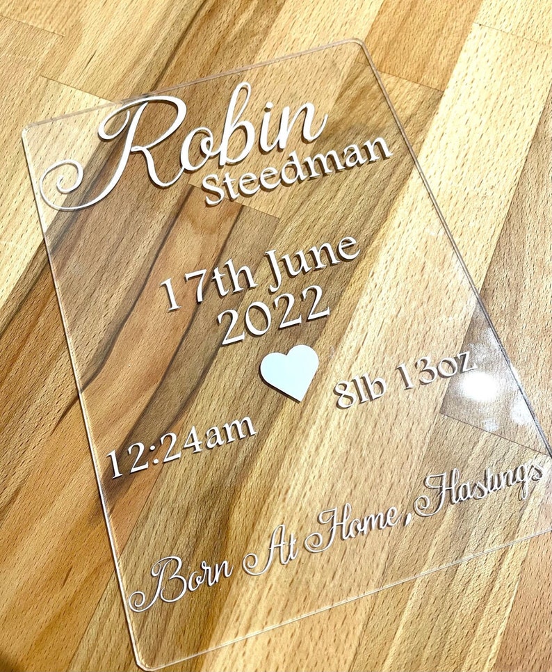 New Baby Announcement Sign Custom Acrylic Sign Personalised - Etsy