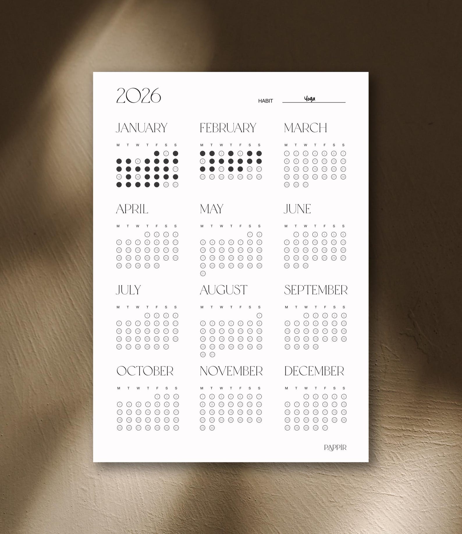 Printable Monthly Annual Habit Tracker 2026 / Minimalist Habit Tracker ...
