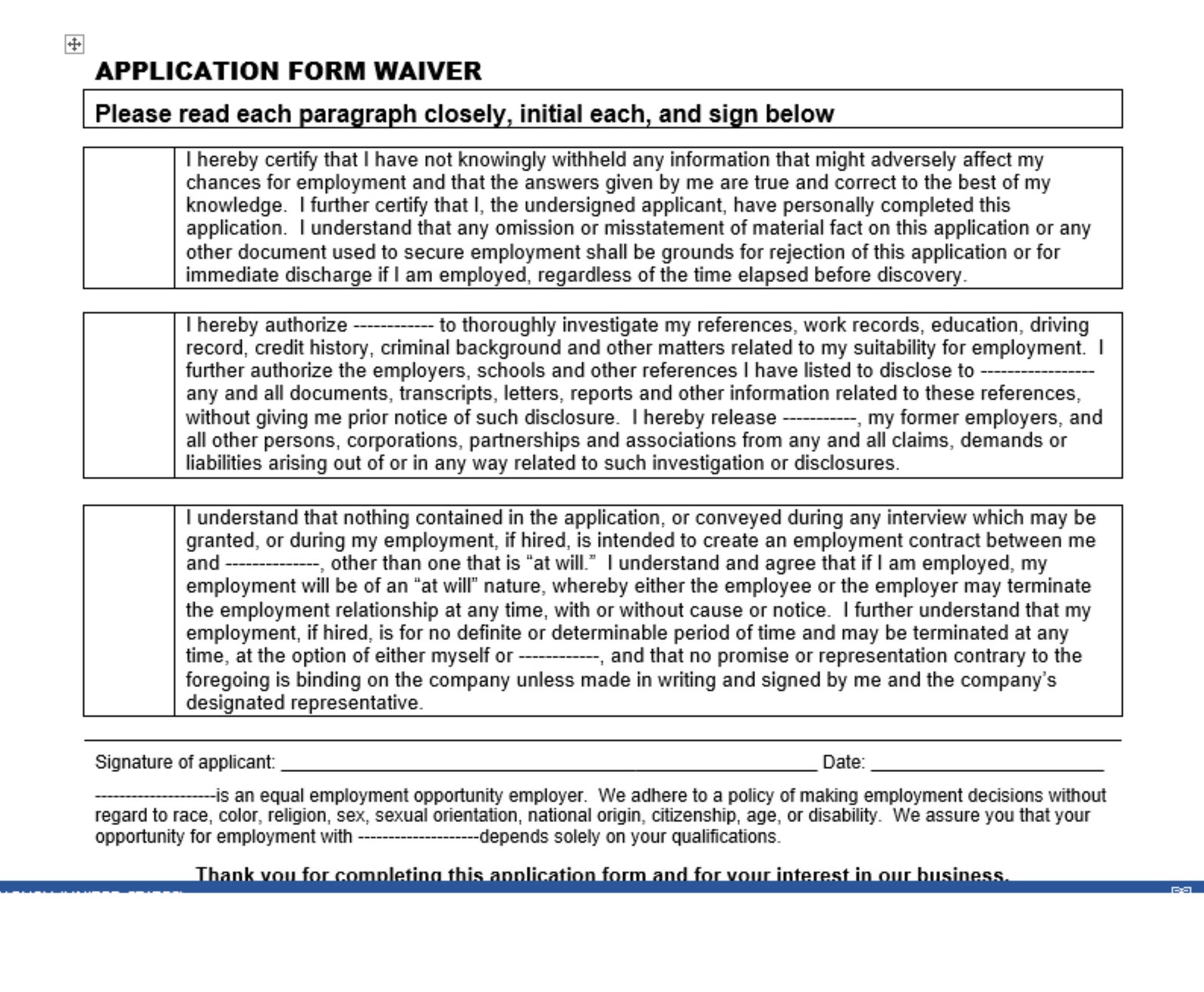 Application for Employment// Generic Small Business Employment ...