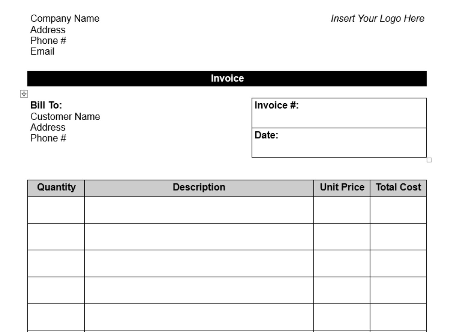 Customer Invoice/ Contractor Sales Invoice Receipt Form/ Handyman ...