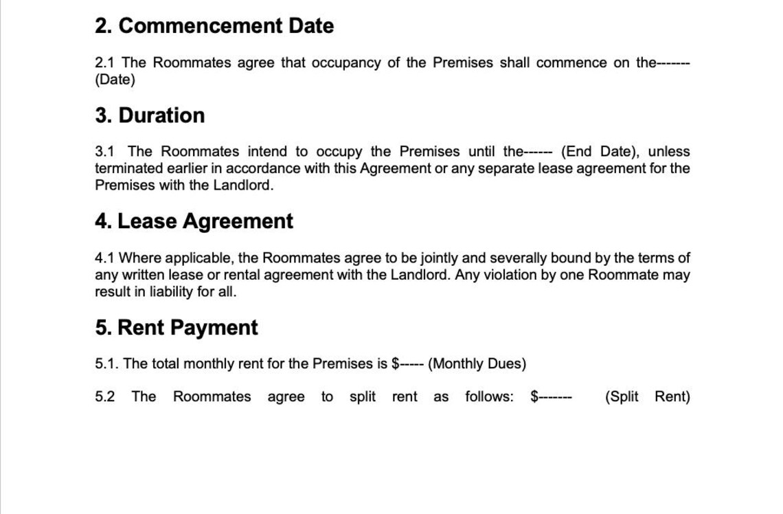 Roommate Agreement Template | Flatmate & Housemate Contract | Editable ...