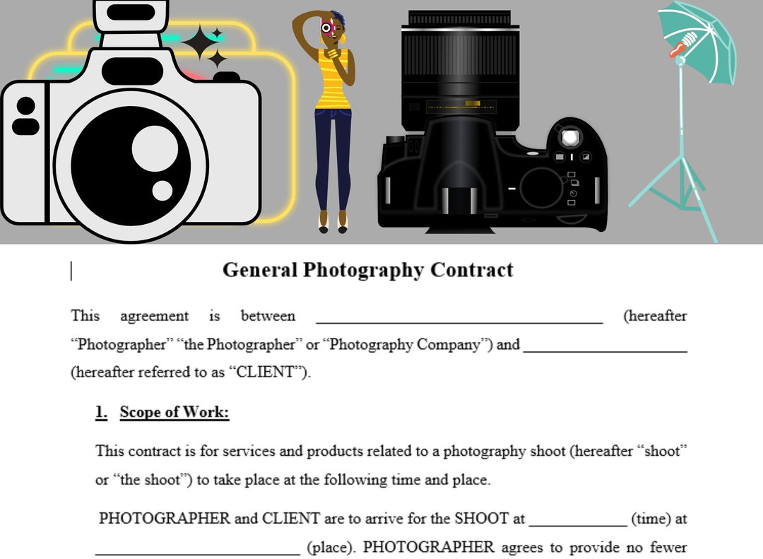 Photographer Client Contract Agreement Template/ Microsoft Word ...