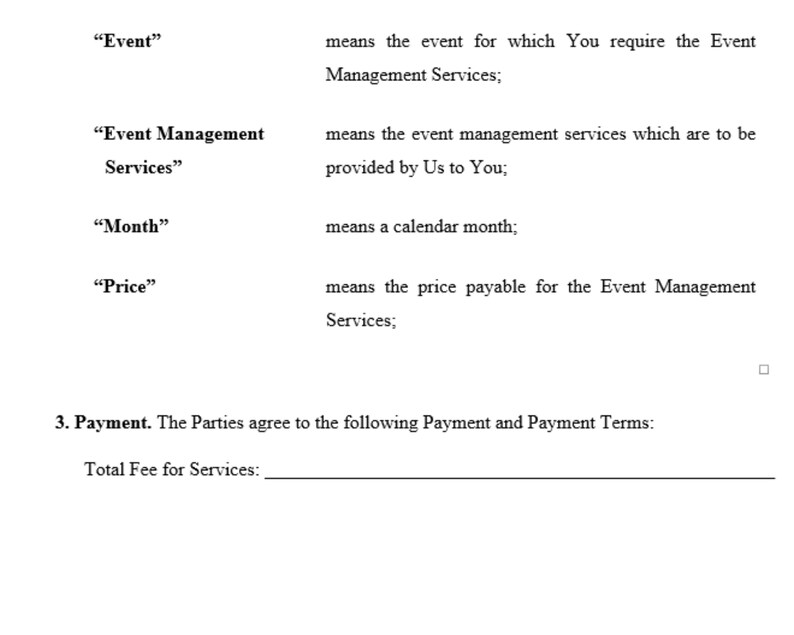 Editable Event Planner Contract Template Event Agreement Etsy