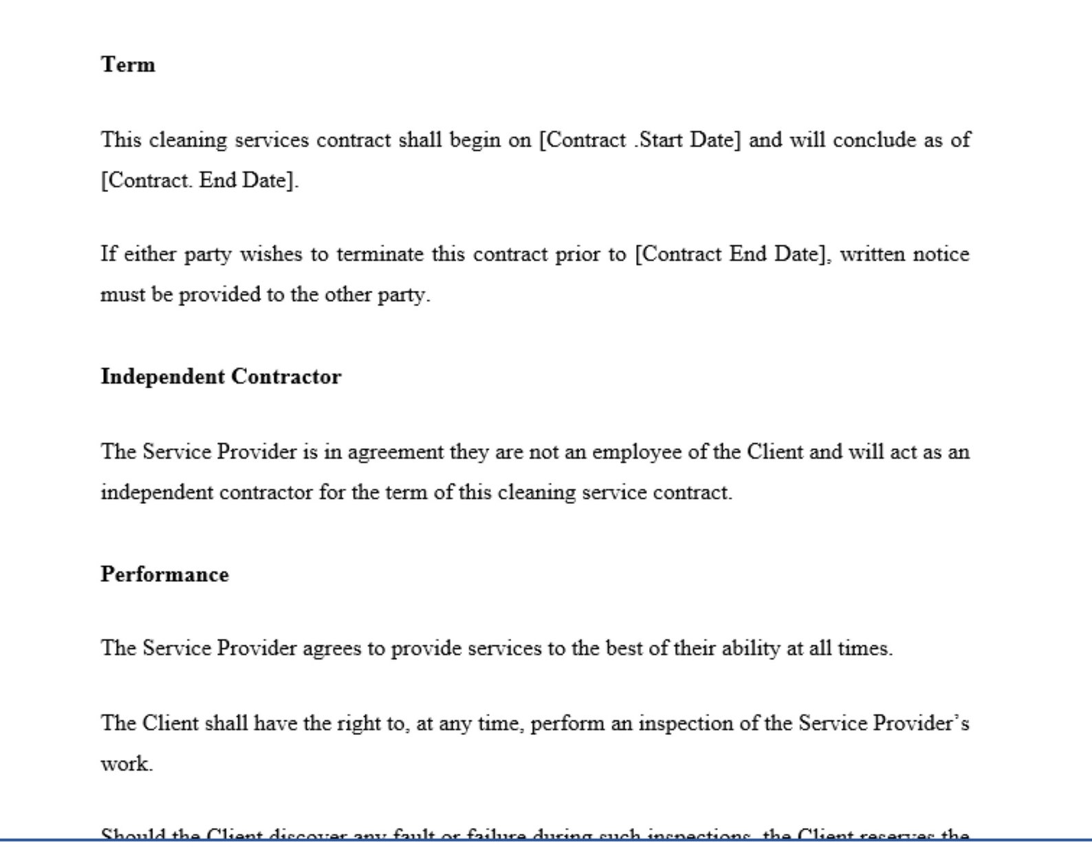 Cleaning Service Contract Template /client Agreement / House Cleaning ...