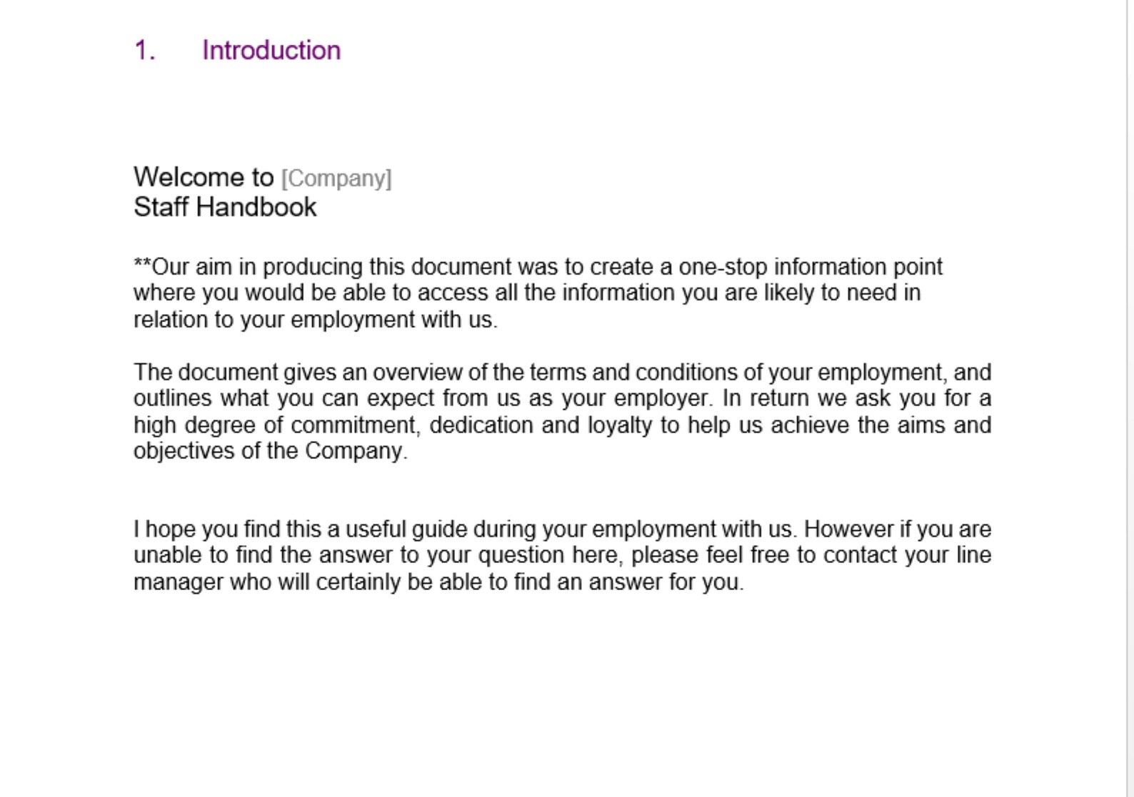 Easy to Edit Employee Handbook / Manual /staff Handbook /small Business ...