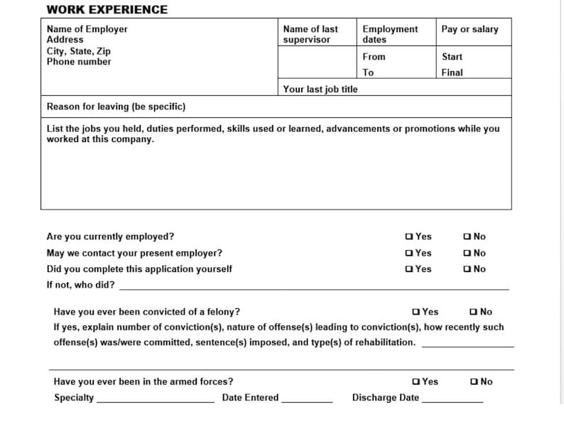 Application for Employment// Generic Small Business Employment ...