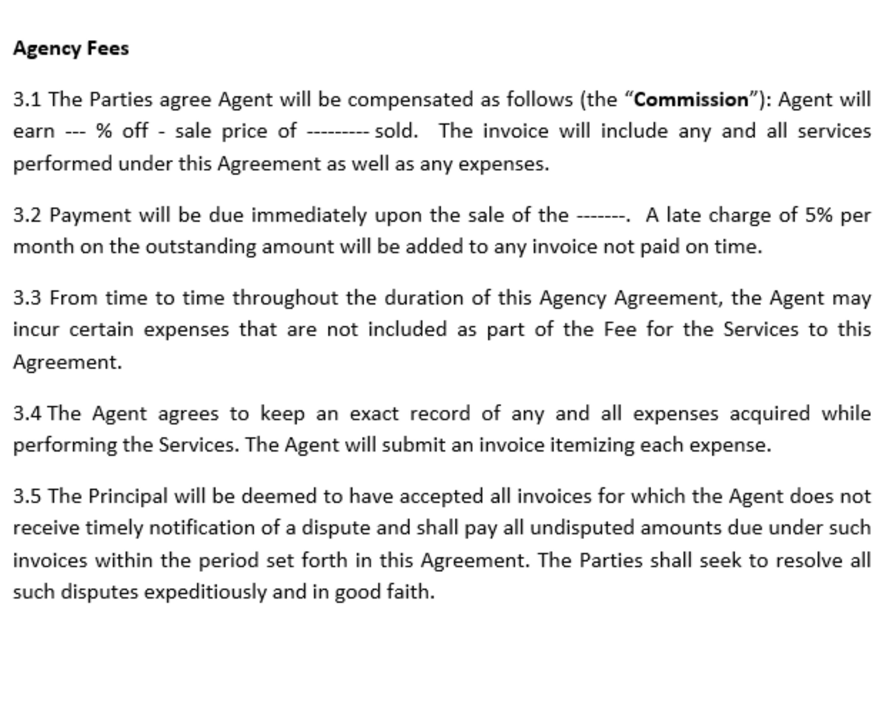 Commission Fee Agreement Template