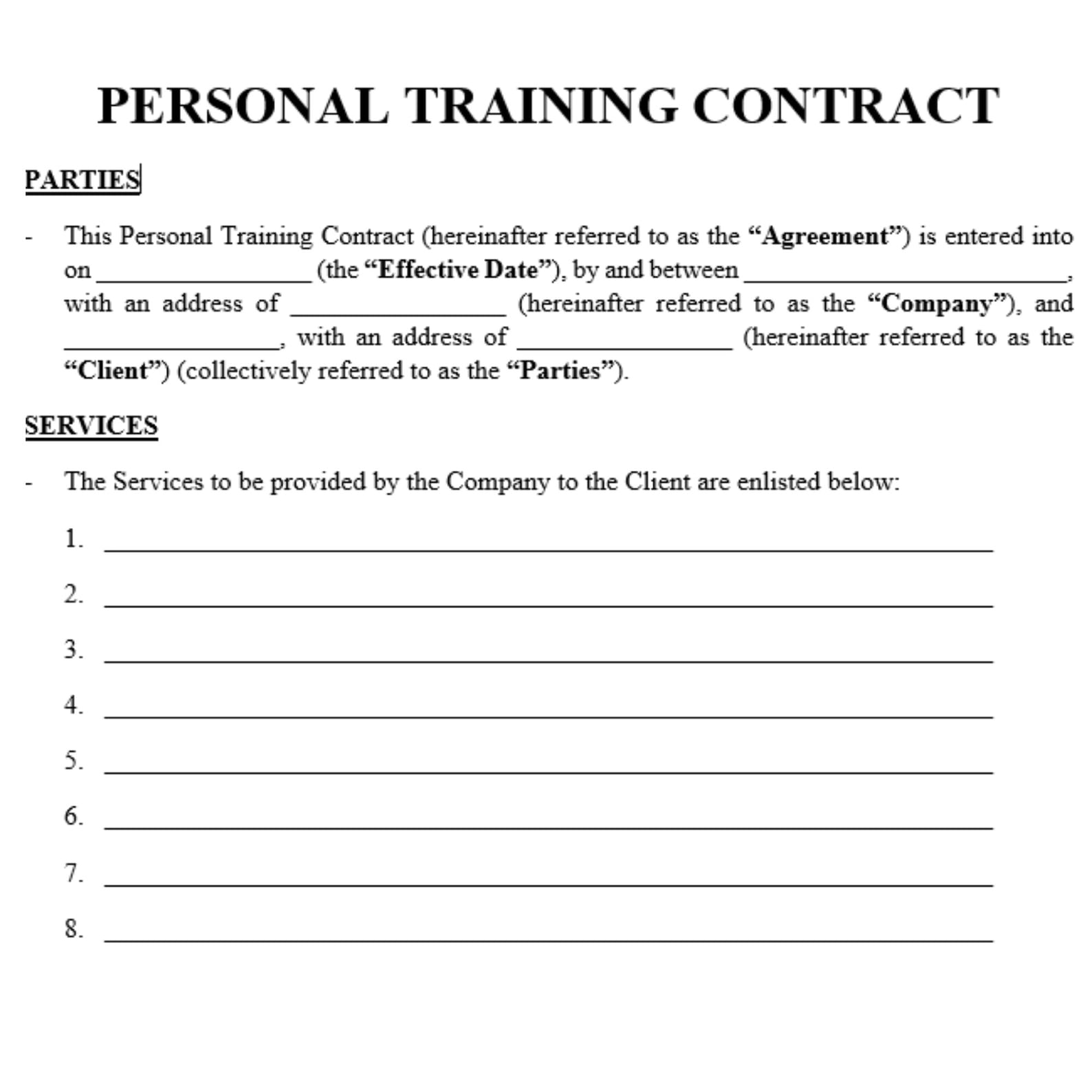 Personal Trainer Easy to Edit Contract Agreement - Personal Trainer ...