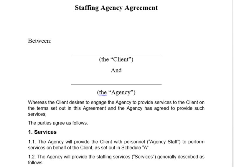 Editable Staffing Agency Agreement Template/ Relief Staffing Healthcare ...