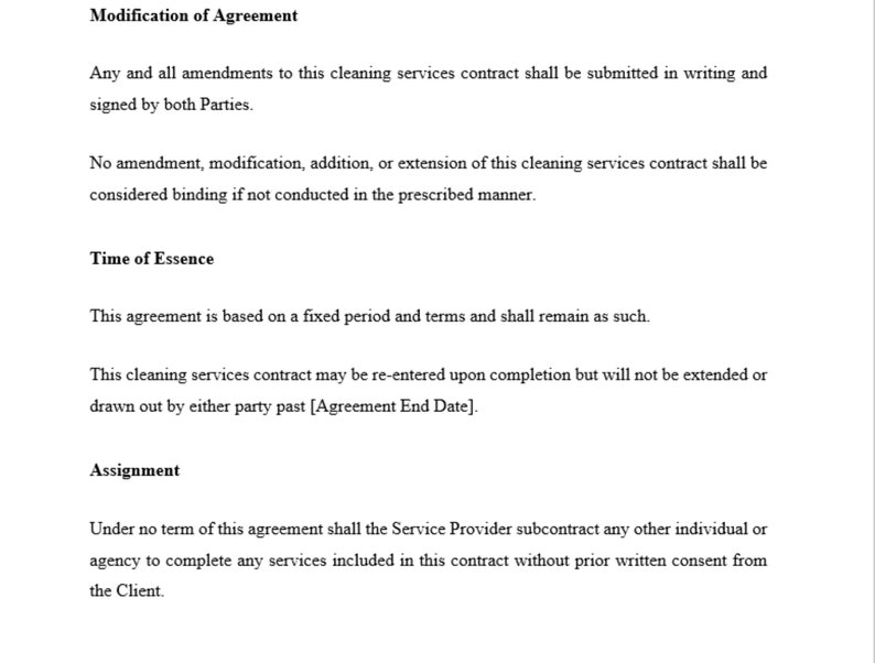 Cleaning Service Contract Template /client Agreement / House Cleaning ...