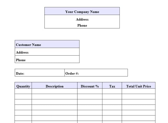 Customer Invoice/ Contractor Sales Invoice Receipt Form/ | Etsy