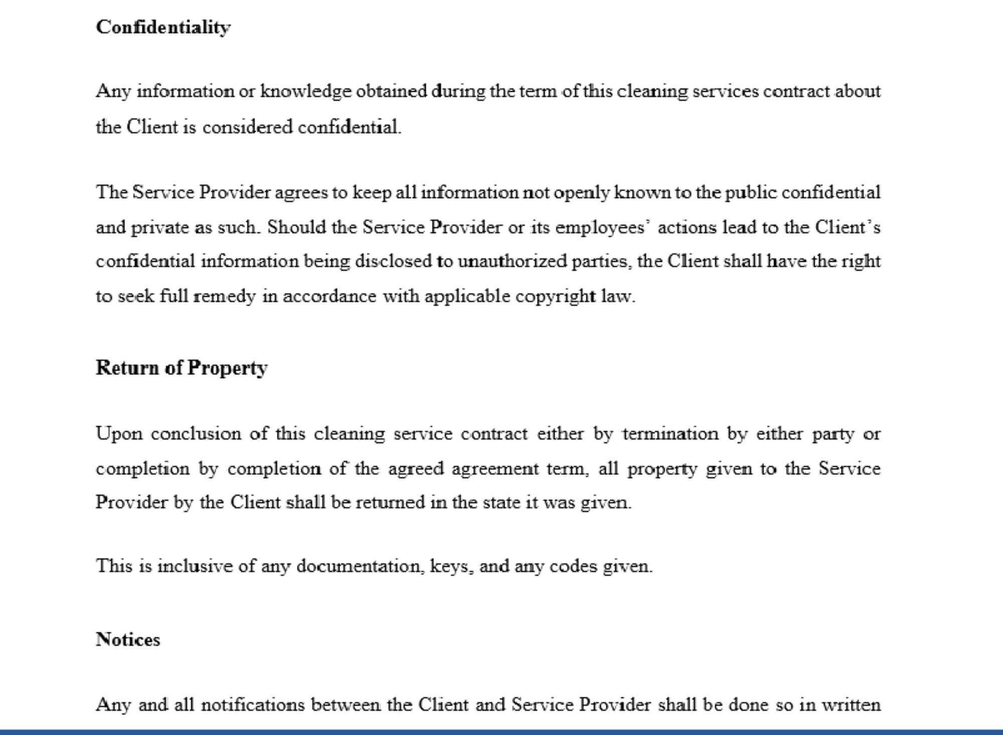 Cleaning Service Contract Template /client Agreement / House Cleaning ...