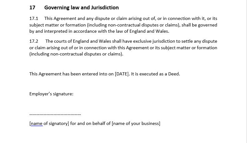 Employment Contract/ UK Contract of Employment for Work /business/ Job ...