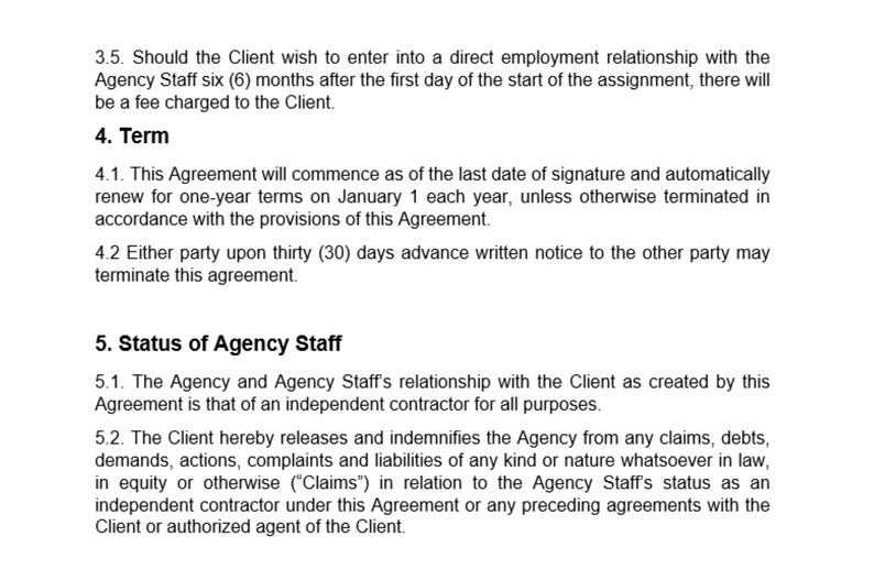 Editable Staffing Agency Agreement Template/ Relief Staffing Healthcare ...