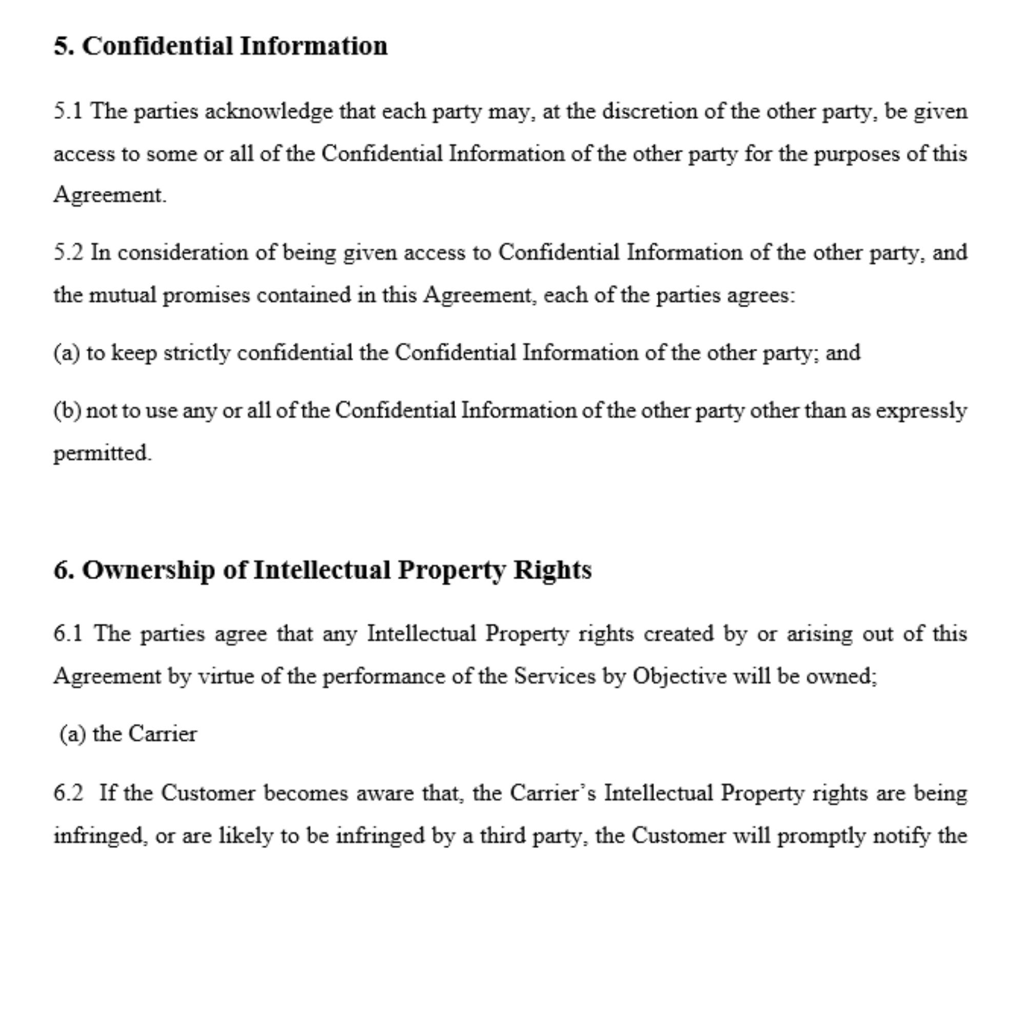 Carrier Service Agreement for Transport Services/transportation ...
