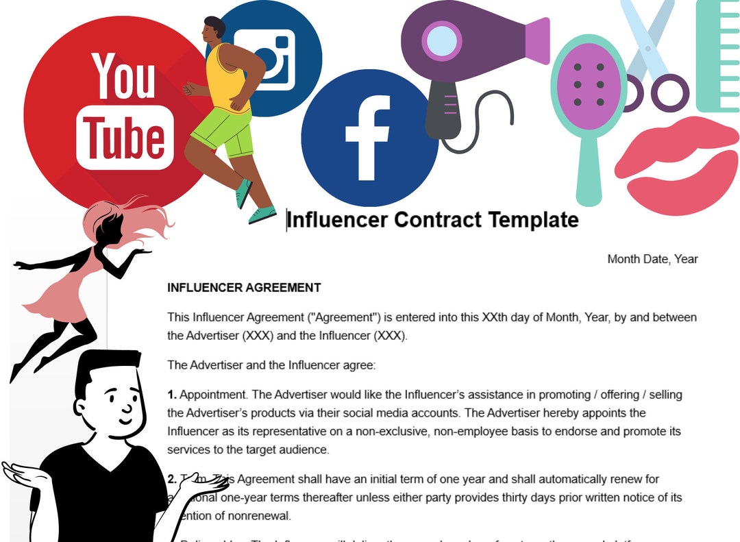 Influencer Contract /social Media Agreement/collaboration /brand ...