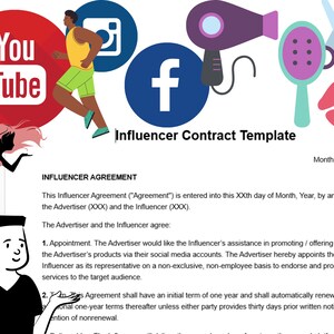 Influencer Contract /social Media Agreement/collaboration /brand ...