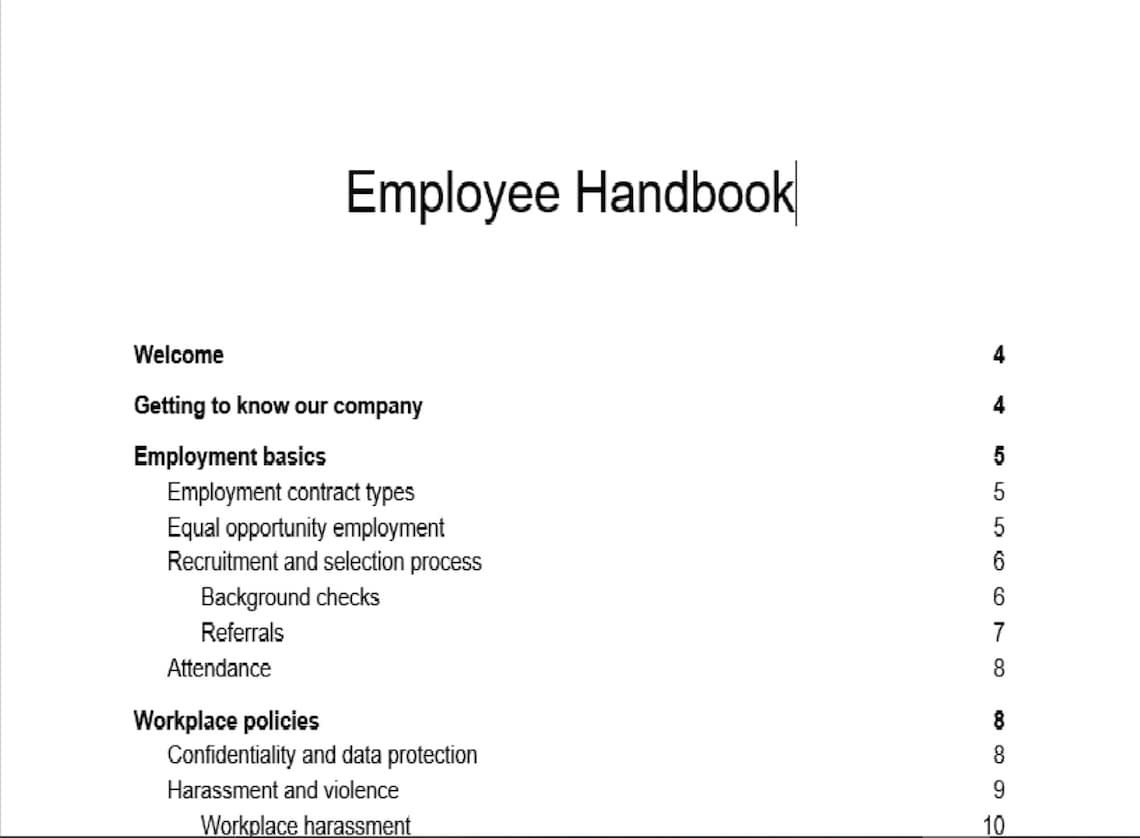 Easy to Edit Employee Handbook / Manual /staff Handbook /small Business ...