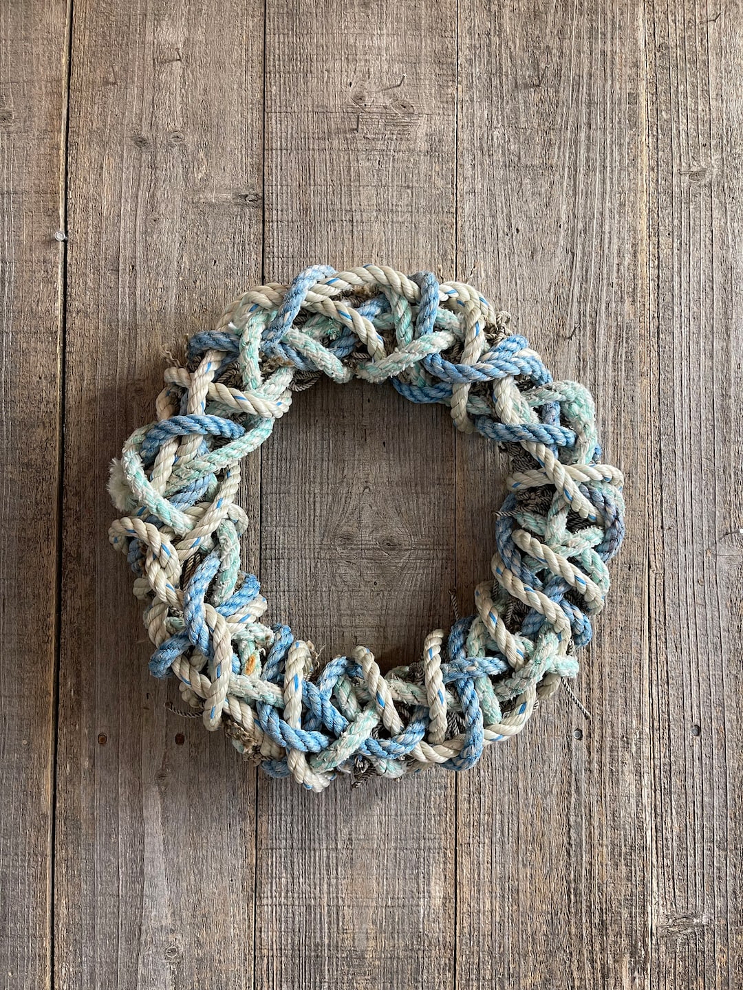New England Tangled Rope Wreath Made With Sea and Sky Colors - Etsy