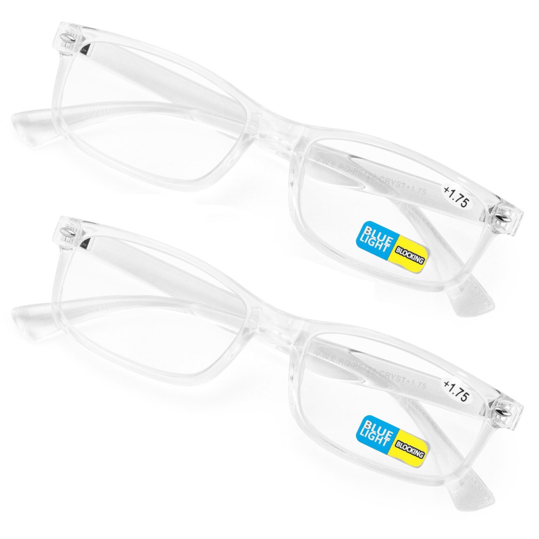 2 Pairs Transparent Frame Modern Rectangular Anti-blue Blue Ray Blocker ...