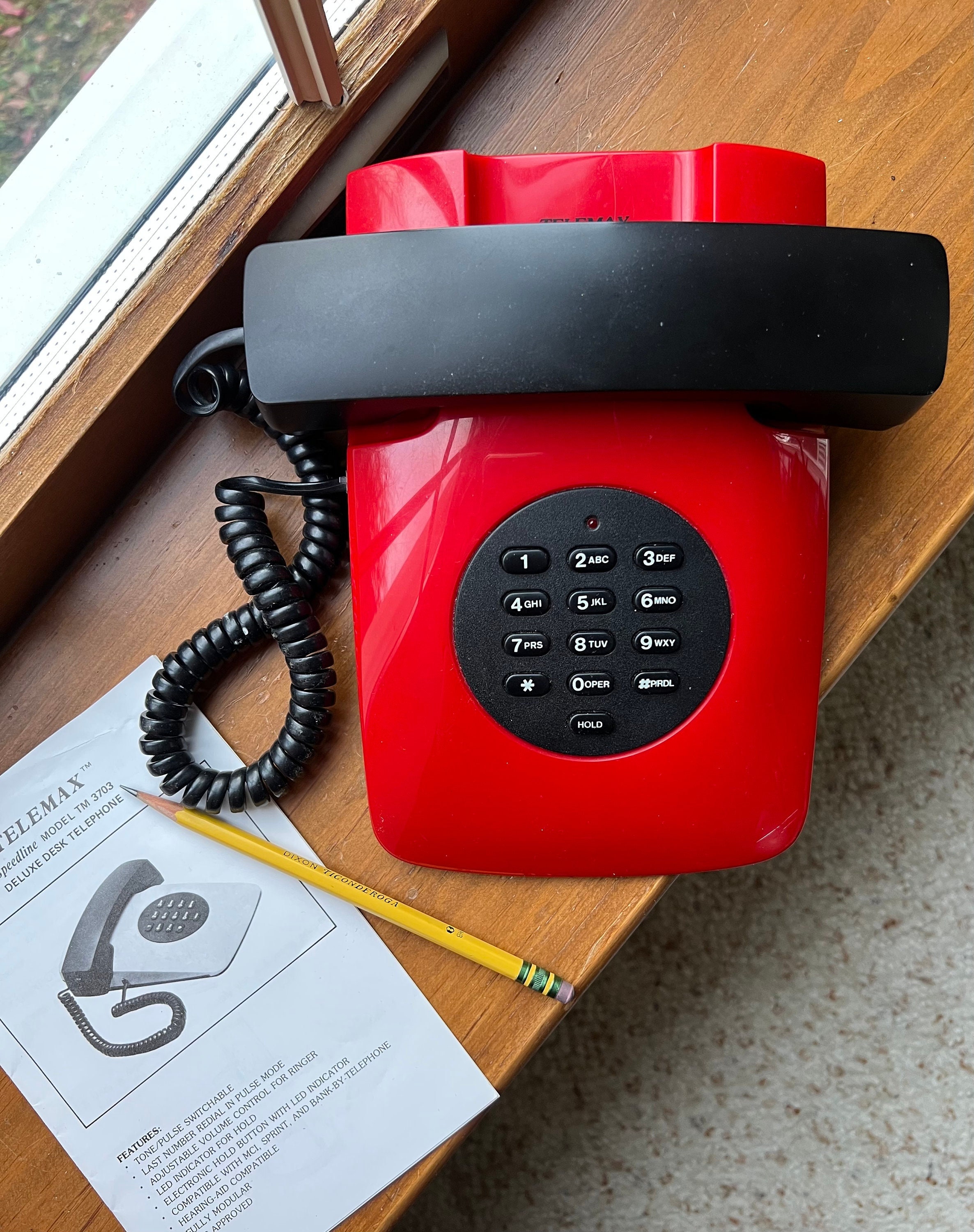 Red Desk Phone Vintage Telmax Red Black Button Dial - Etsy