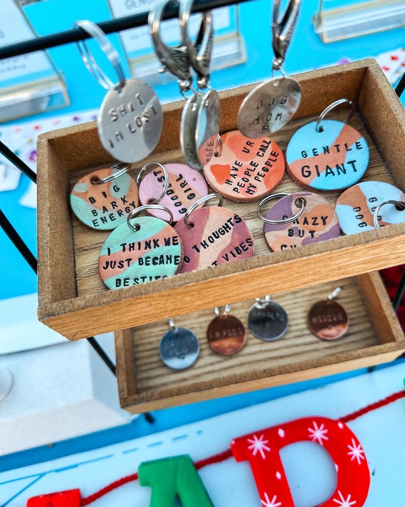 Hand-painted, Customizable Leather Pet Tag | Personalized Dog/cat Tags ...